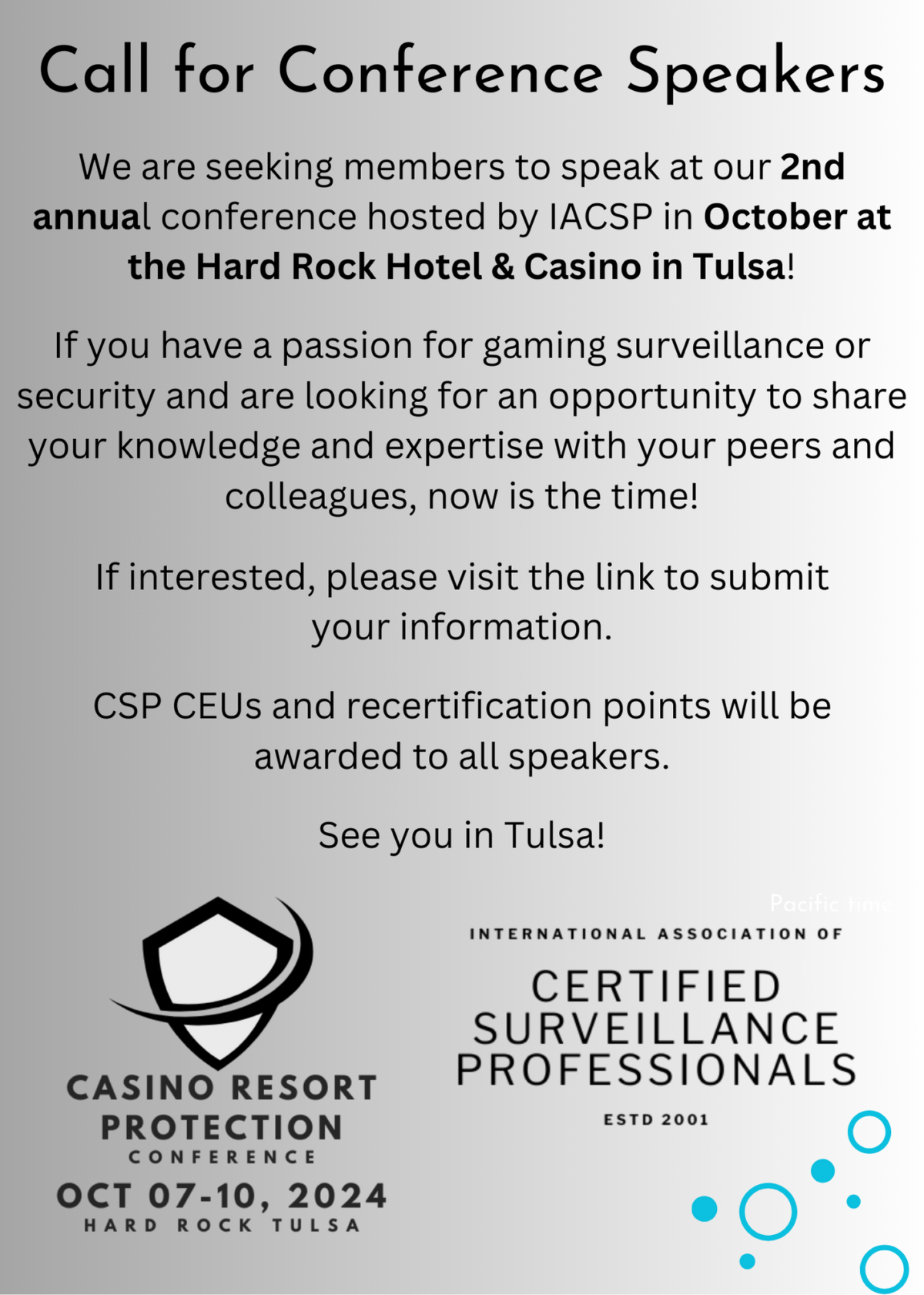 Call for Conference Speakers - IACSP
